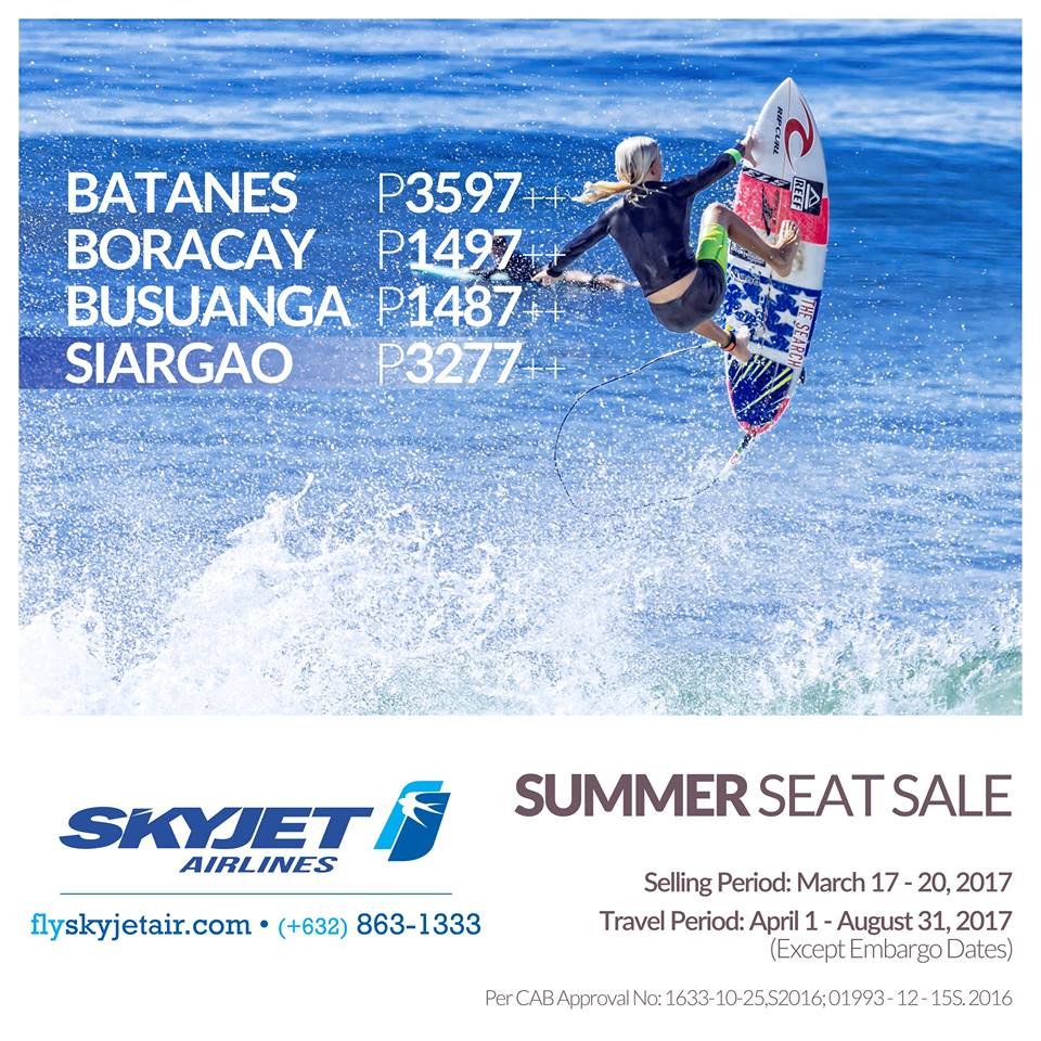 Skyjet Airlines Summer Promos For As Low As P1487, One-Way