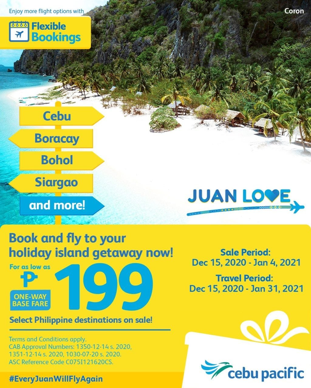 Cebu Pacific Year-End Sale January 2021 As Low As P199 Base Fare